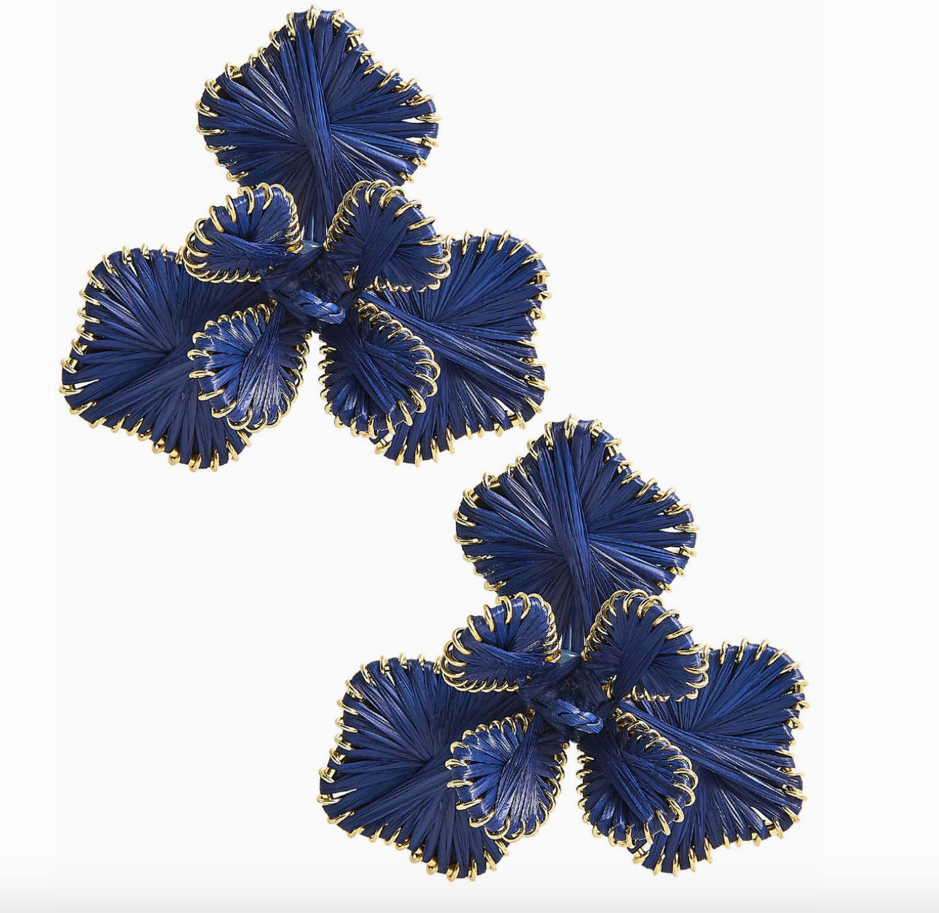 Navy Blue Raffia Flower Earrings | Grace Geier